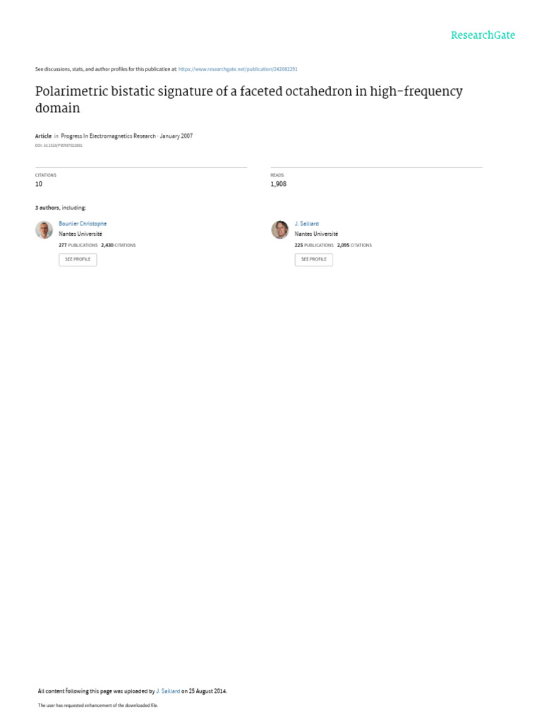 Polarimetric Bistatic Signature of A Faceted Octah | PDF | Reflection ...