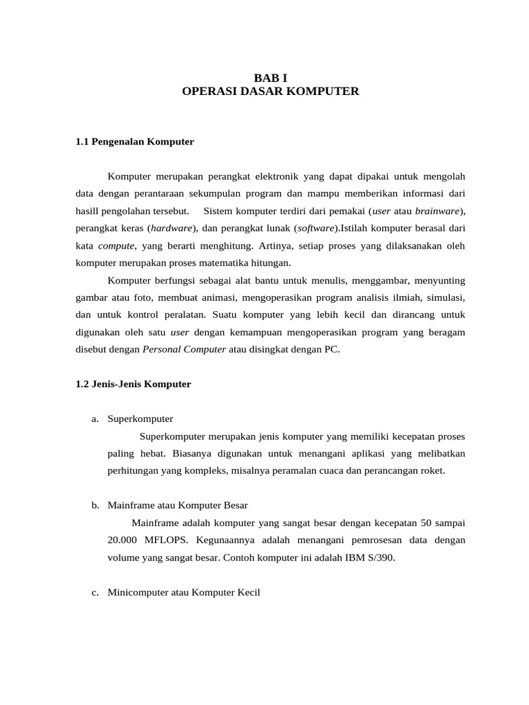 Dasar-Dasar Operasi Komputer | PDF