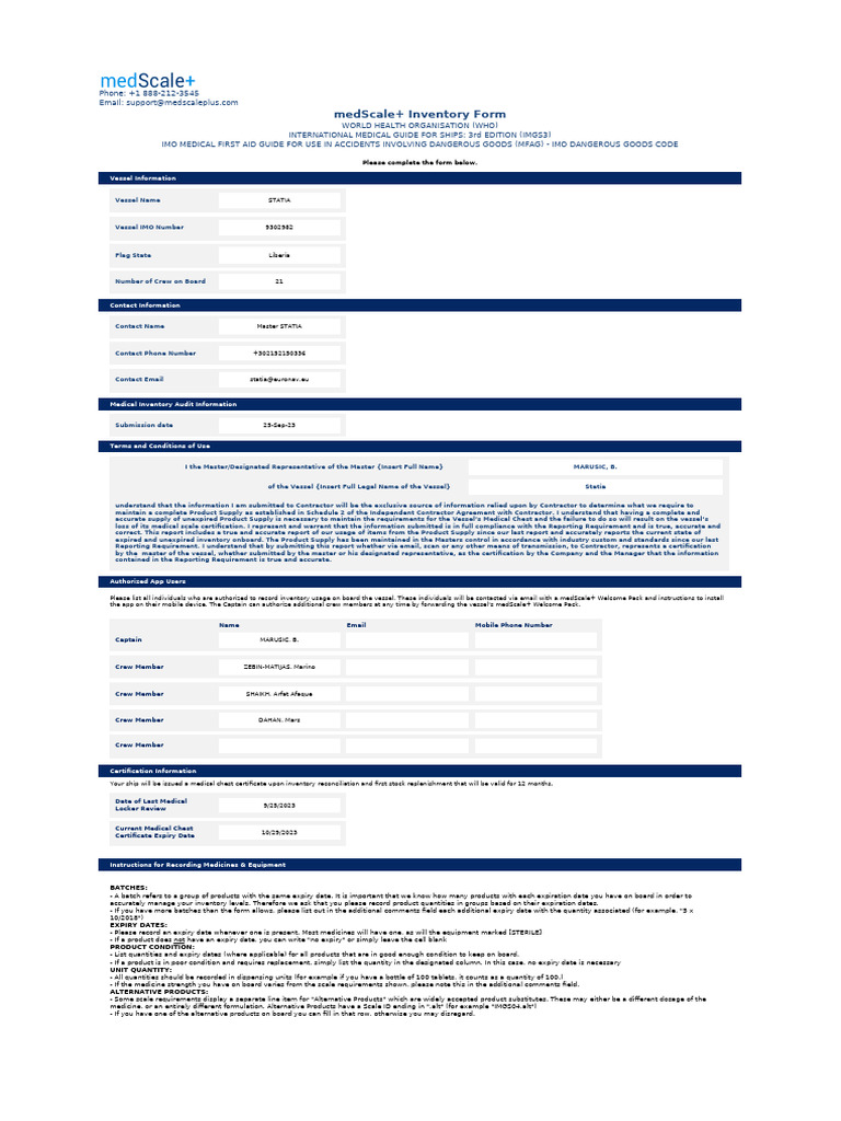 MedScale+ Inventory Submission Form | PDF | Diseases And Disorders ...