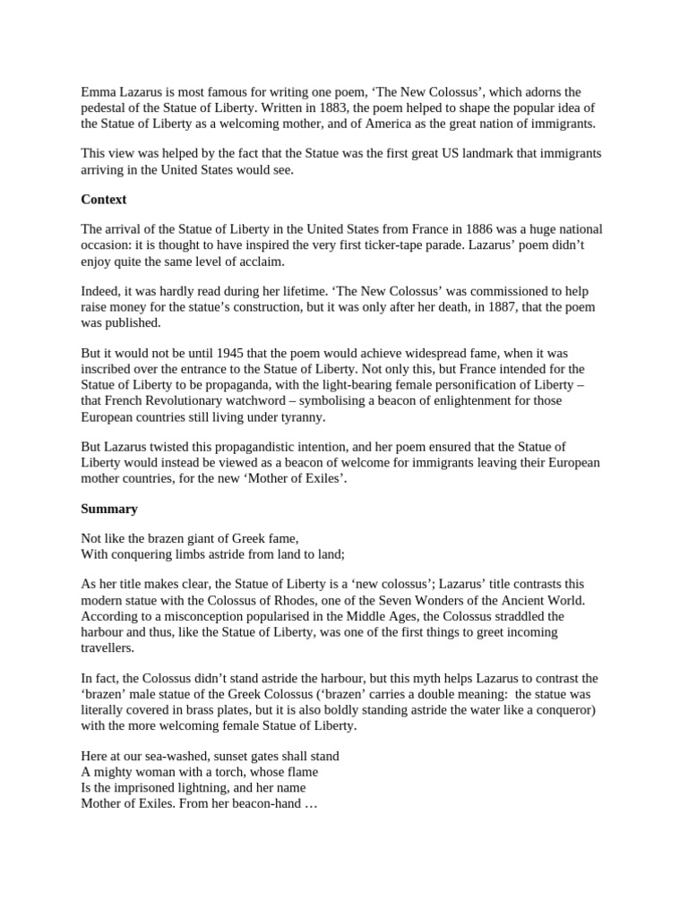 The New Colossus | PDF