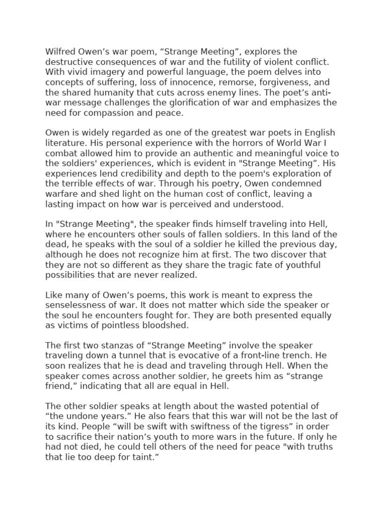 Strange Meeting | PDF