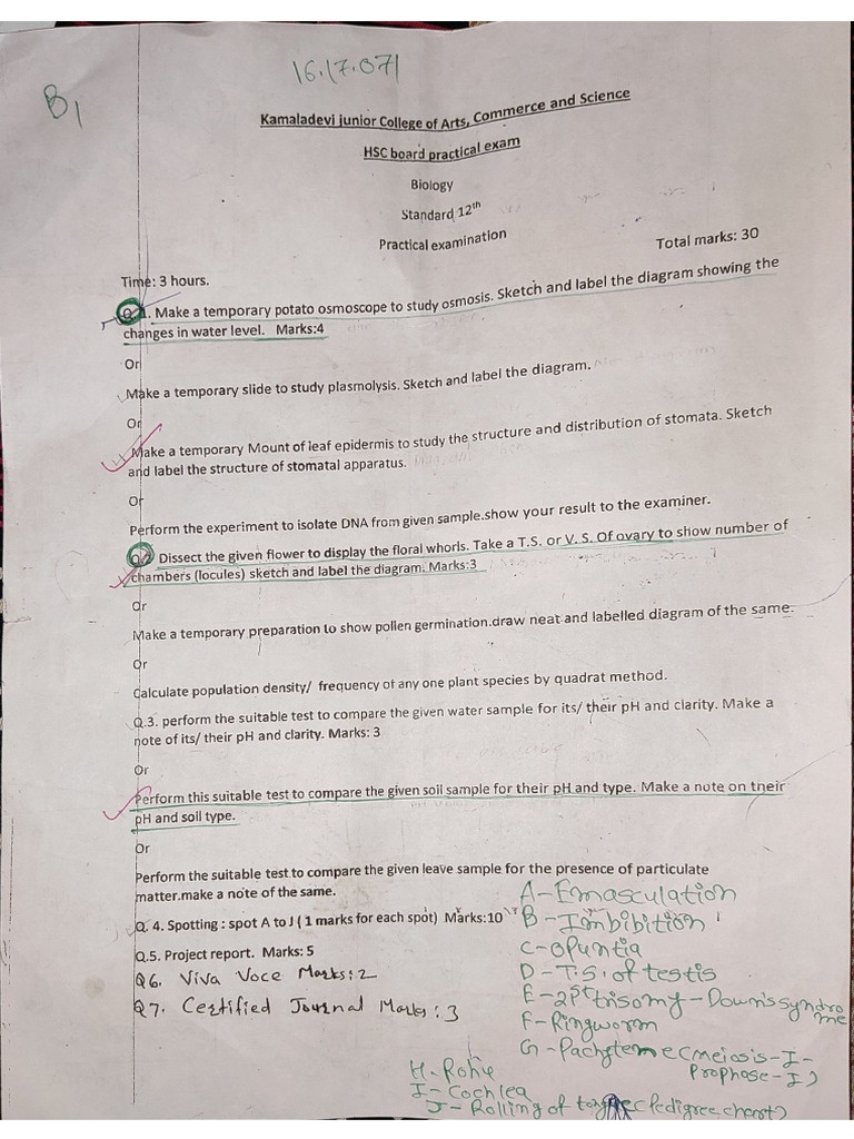 Batch B1 and B2 Question Paper | PDF