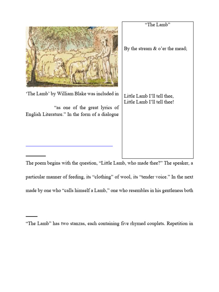 2-Blake The Lamb The Tyger | PDF | Poetry