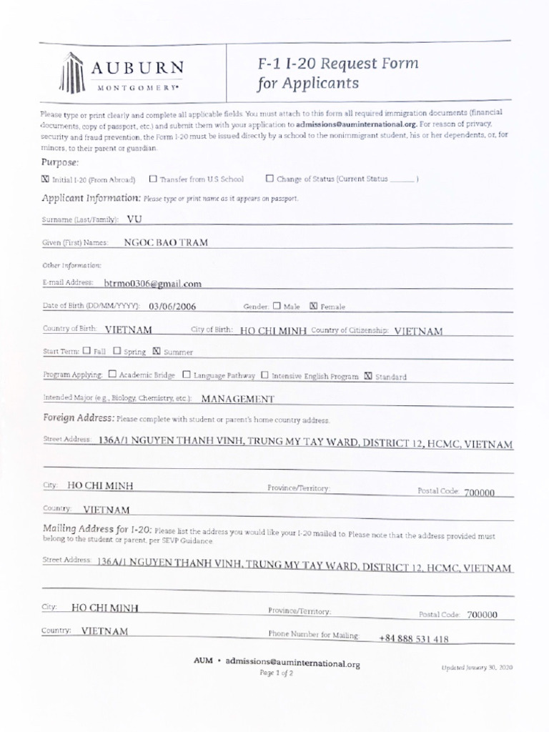 AB - I20 Request | PDF