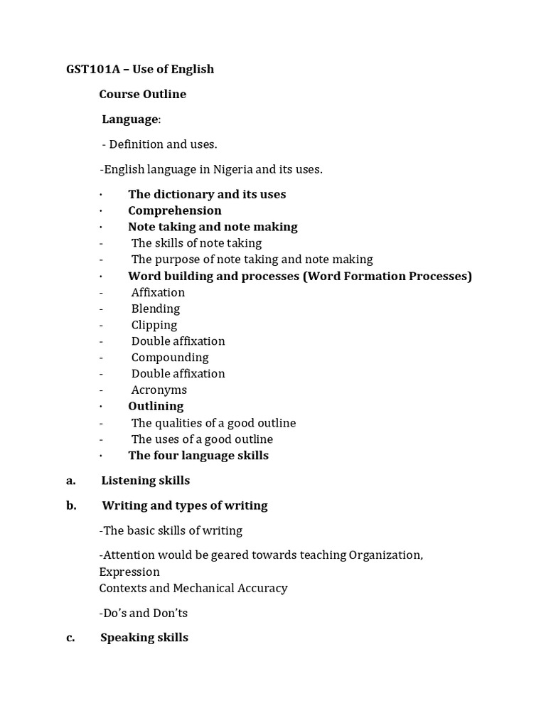 GST101A Course Outline | PDF