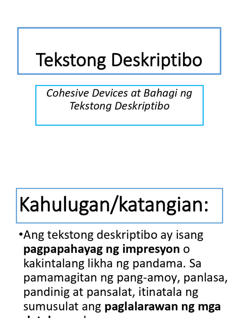 Tekstong Deskriptibo Own | PDF