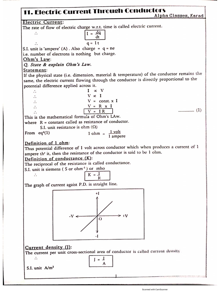 11.Electric current through conductors | PDF
