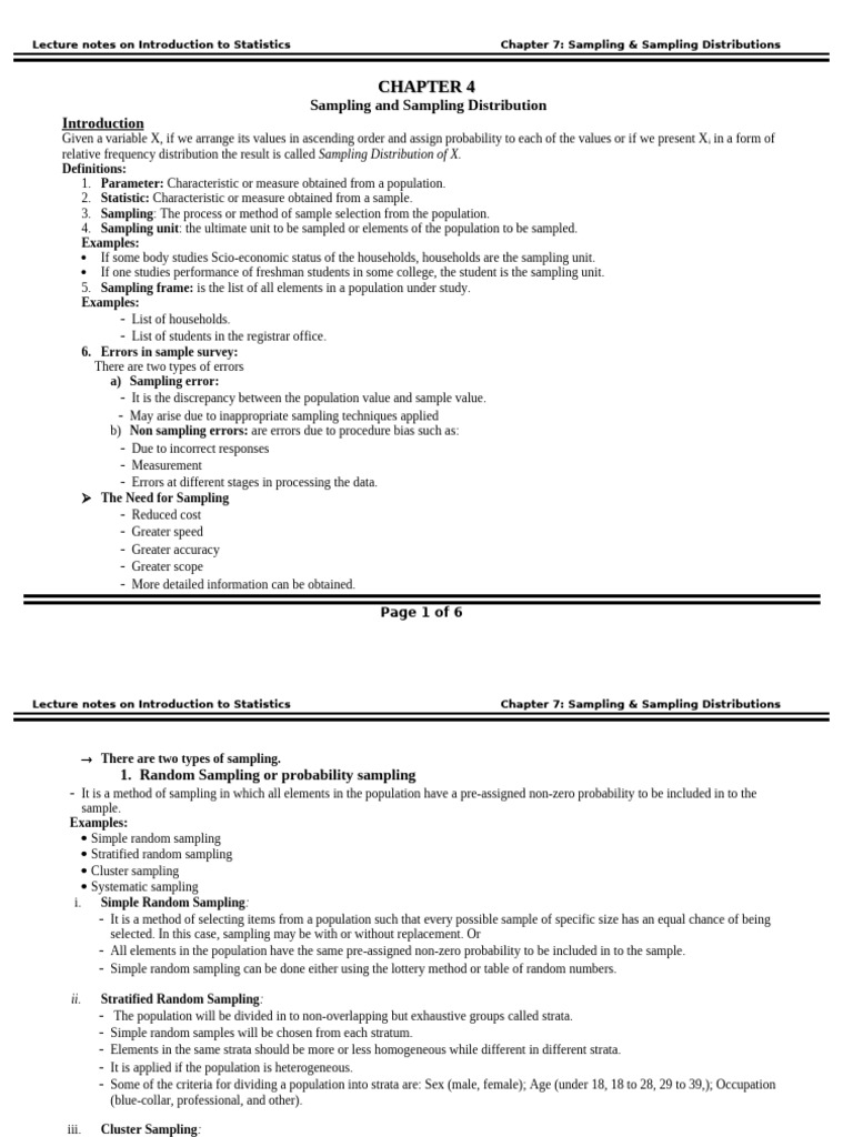 ch7 stastics | PDF | Sampling (Statistics) | Probability Distribution
