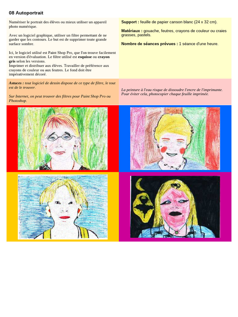 Autoportrait Numérique en Cycle 3 | PDF