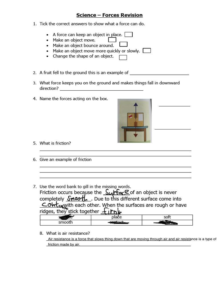 Science Revision Forces | PDF | Force | Friction