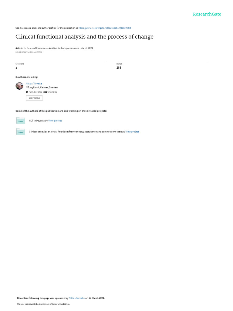 Clinical Functional Analysis and The Process of Change: Revista ...