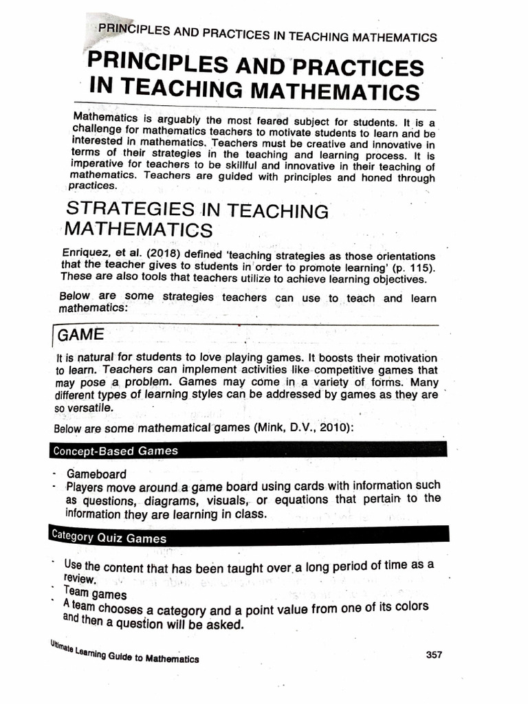 Principles in Teaching Mathematics | PDF