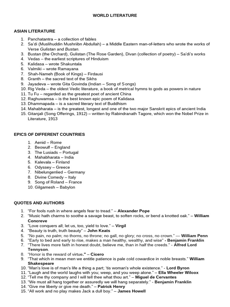 world-lit-1-factsheets-1 | PDF | English Literature | Victorian Literature