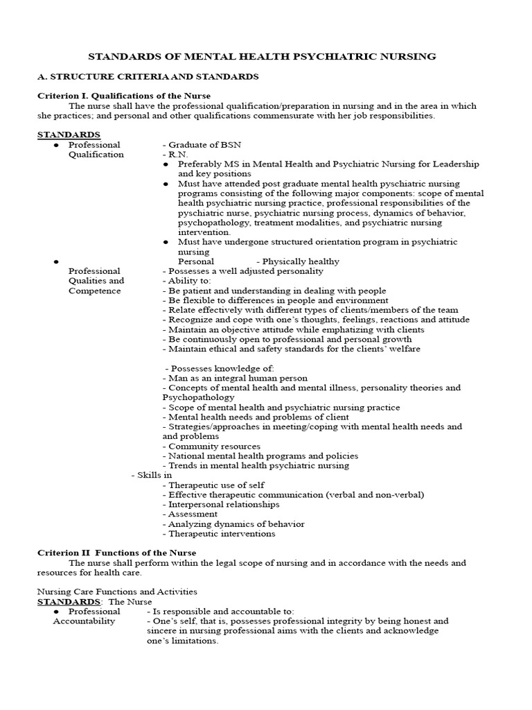 Psychiatric Nursing Handouts 2nd Sem - Doc 2 | PDF | Psychotherapy | Nursing