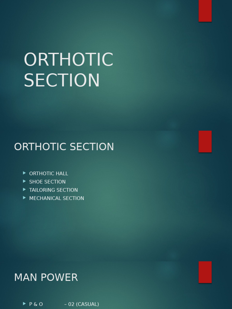 Orthotic Section Workload and Equipment | PDF