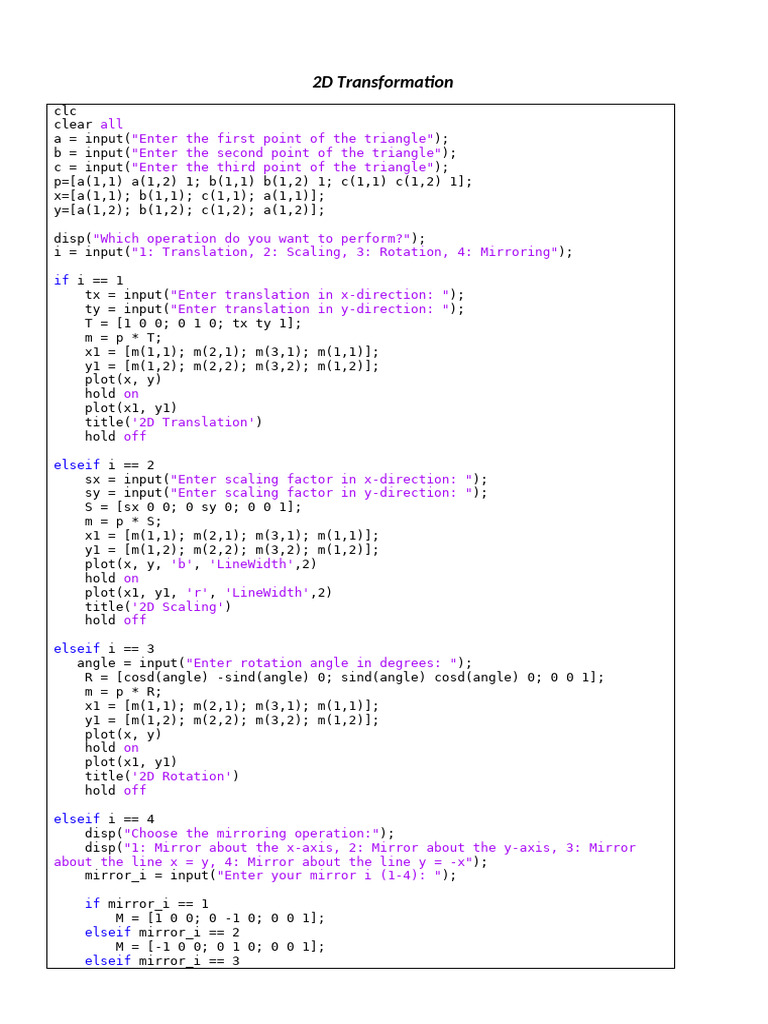 2D Transformation | PDF | Geometry | Euclidean Geometry