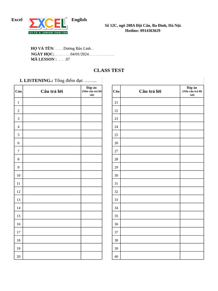 Ielts Standard Test Answer Sheet - Test | PDF