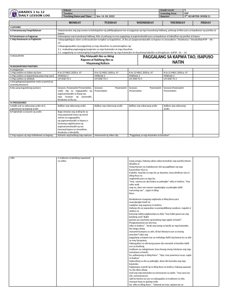 DLL_G5-ESP_Q2_W2 | PDF