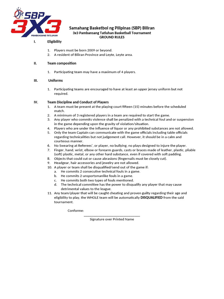 3x3 Basketball Ground Rules - 013308 | PDF | Sports Rules And ...