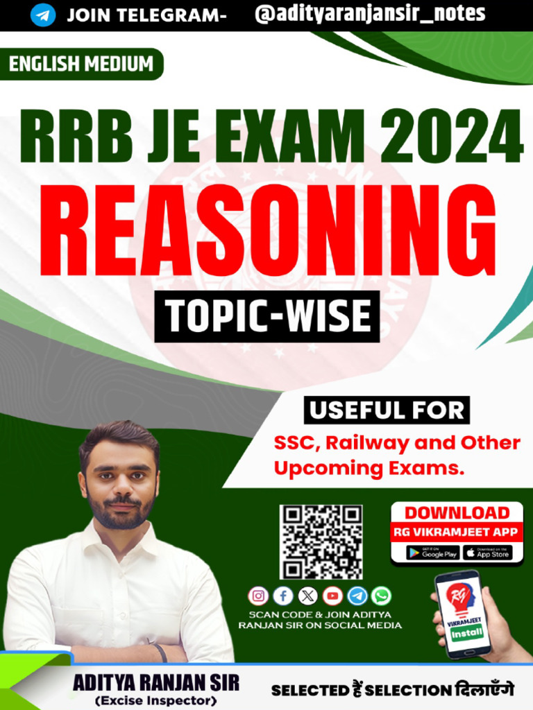 RRB JE 2024 Reasoning Topic Wise by Difficulty LevelEnglish | PDF ...