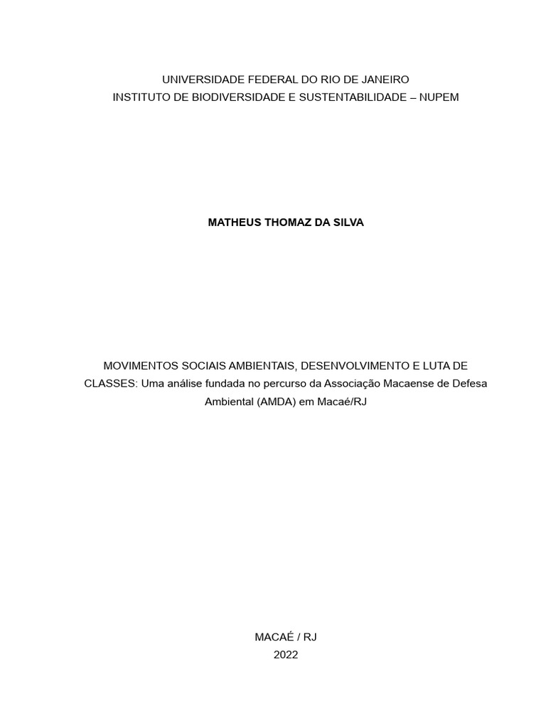 Matheus Thomaz Da Silva | PDF | Discriminação e Relações Raciais | Racismo