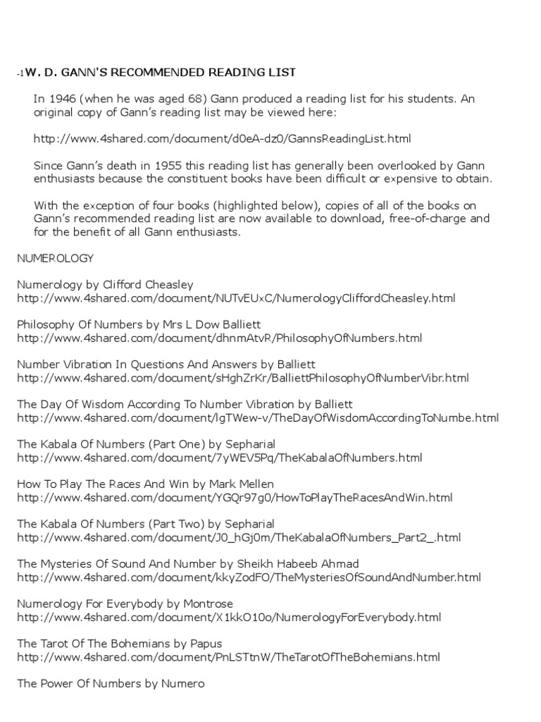 Links To All Gann Reading List Books | PDF | Astrology | Esoteric Cosmology