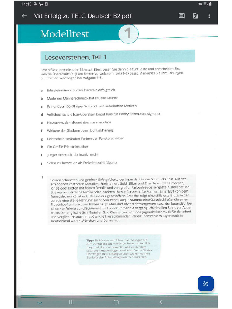 Erste Prüfung Telc B2 | PDF