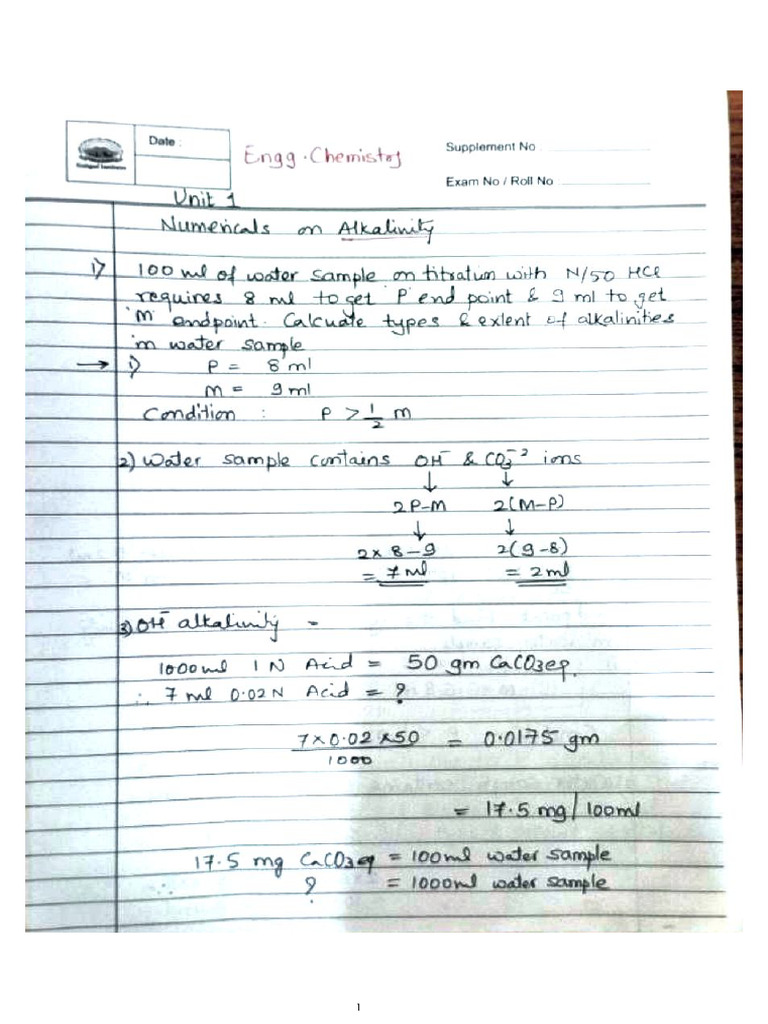 Engg chem, Unit 1 numericals | PDF