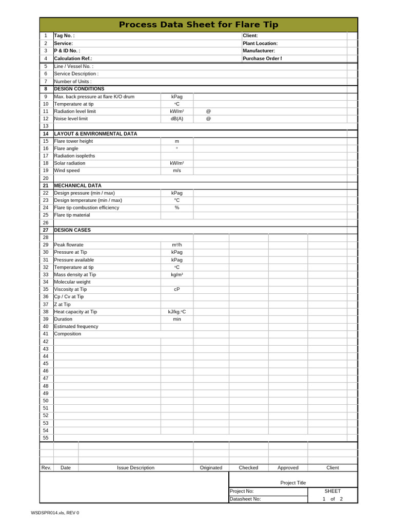 Flare Tip Process Data Sheet | PDF | Sun | Viscosity