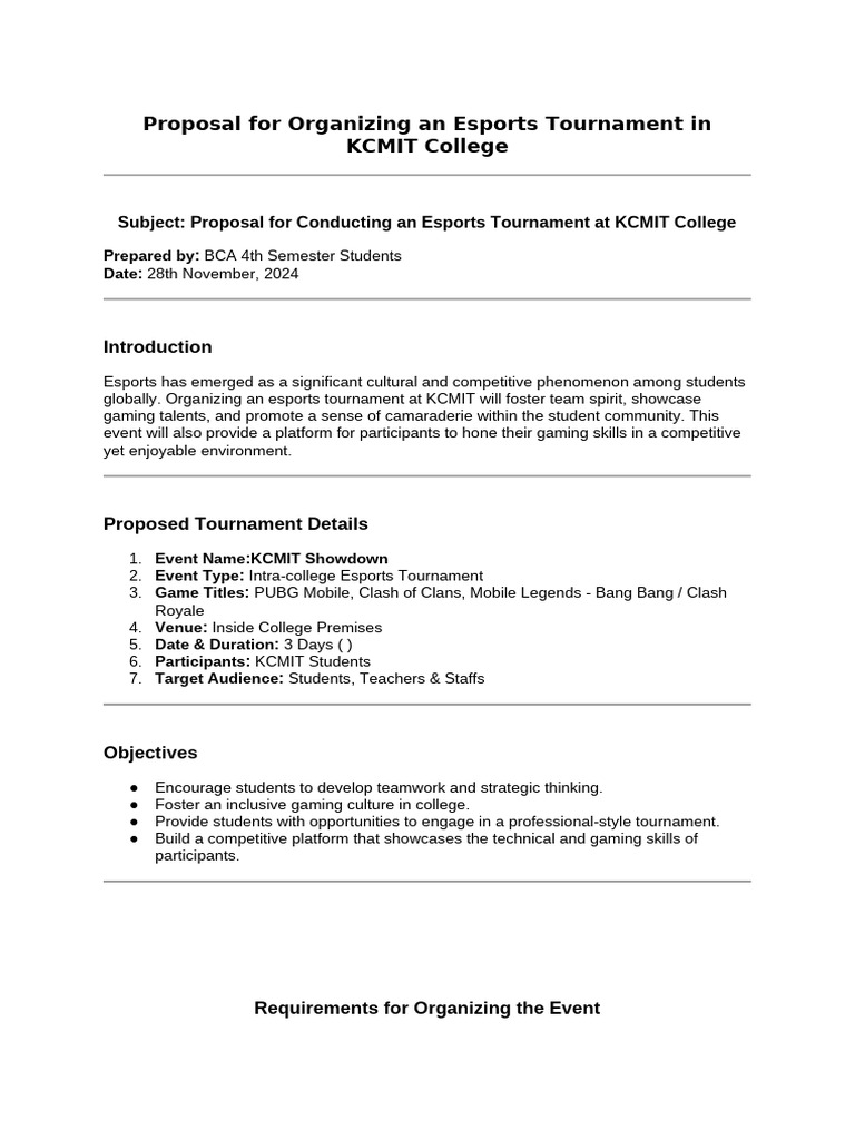 KCMIT Showdown Proposal 1 | PDF