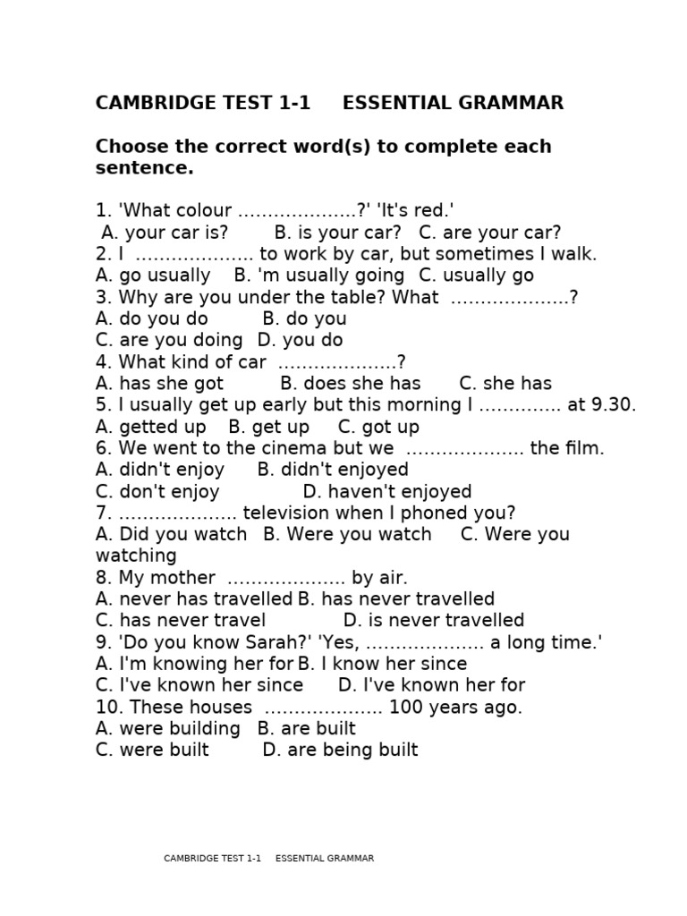 CAMBRIDGE TEST 1-1 | PDF