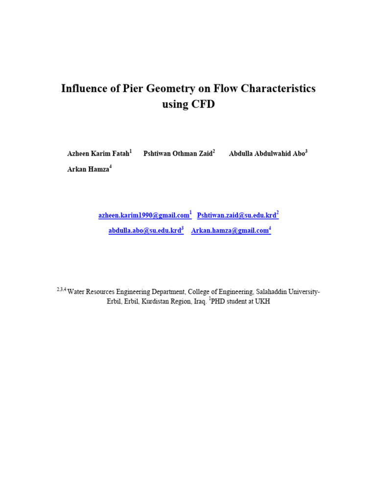 Influence of Pier Geometry On Flow Characteristics Using CFD | PDF ...