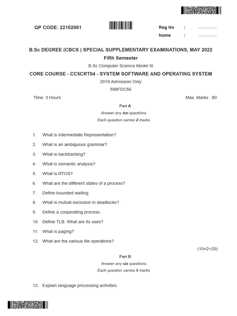 c5 System Software and Operating System May 2022 | PDF | Operating System | Software Engineering