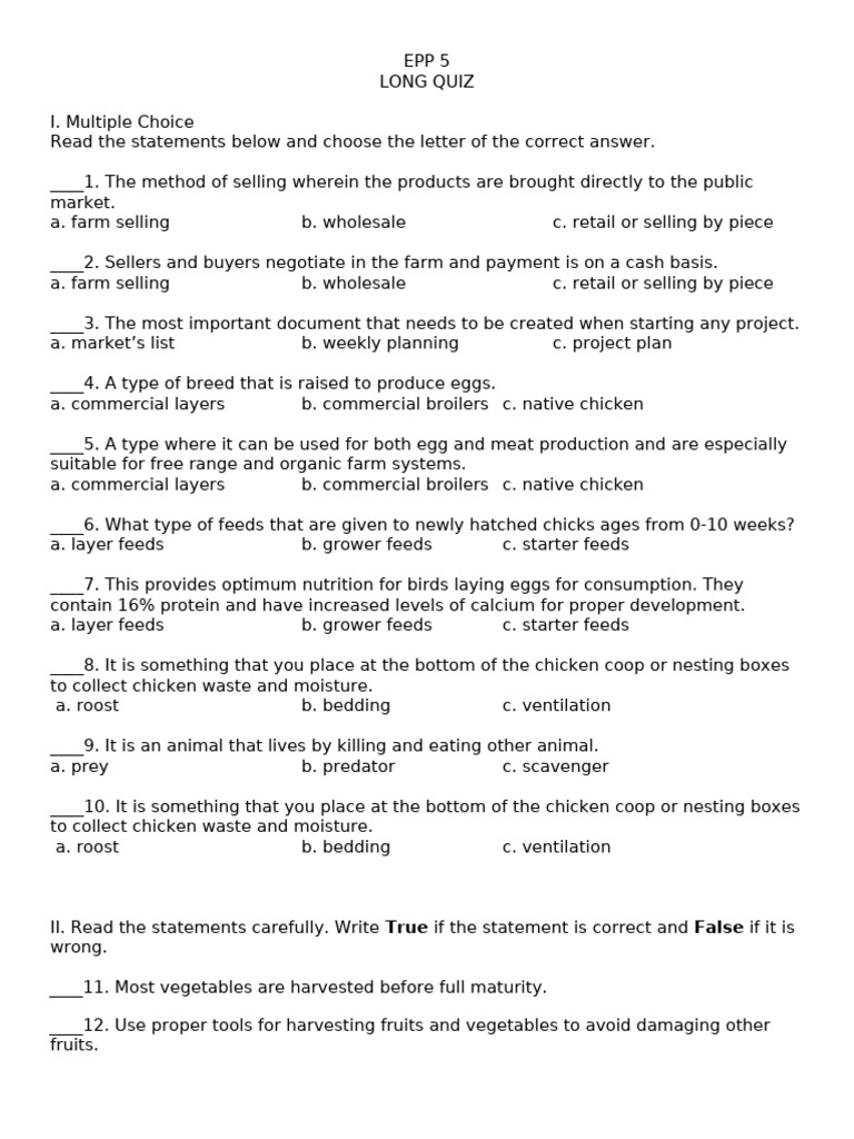 TLE 5 -Long Quiz | PDF