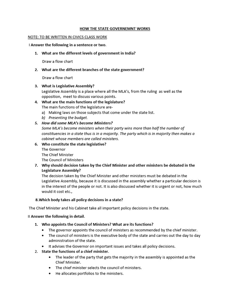 Understanding State Government Functions | PDF | Cabinet (Government ...