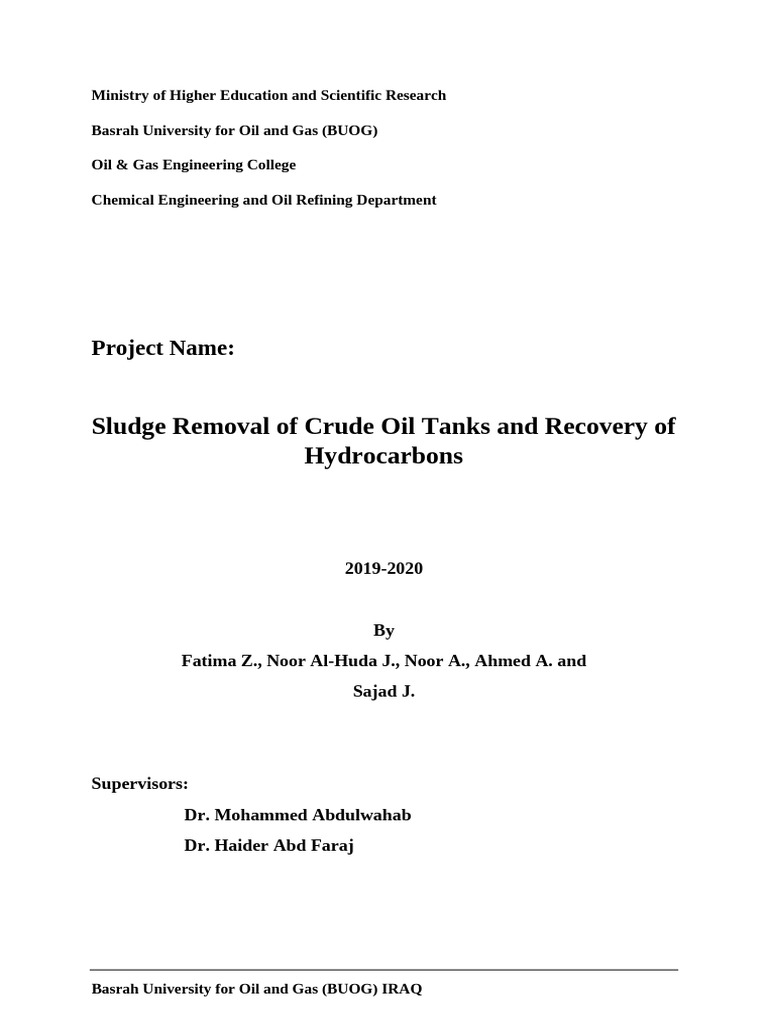 Crude Oil Tank Sludge Removal Project | PDF | Alkene | Alkane