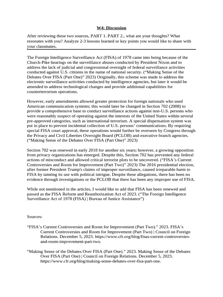 FISA Overview and Key Insights | PDF | Foreign Intelligence ...