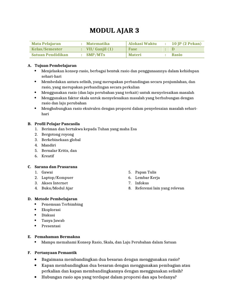 Modul AJar 3 - Matematika | PDF