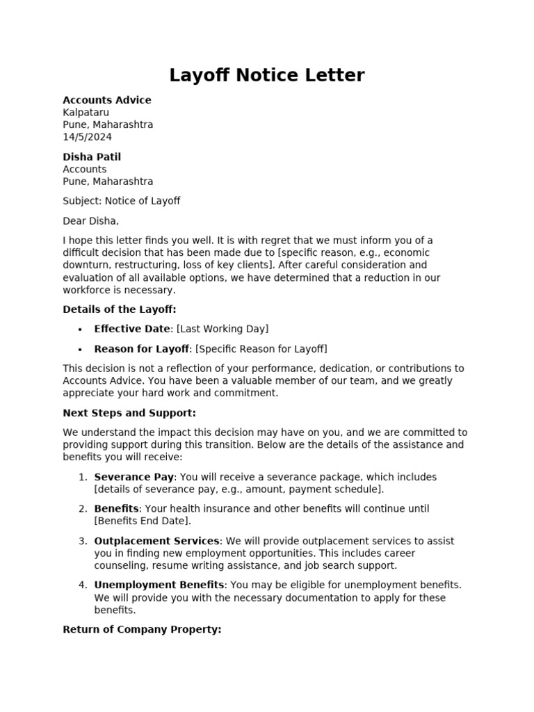 Layoff Notice Letter | PDF | Layoff | Employment