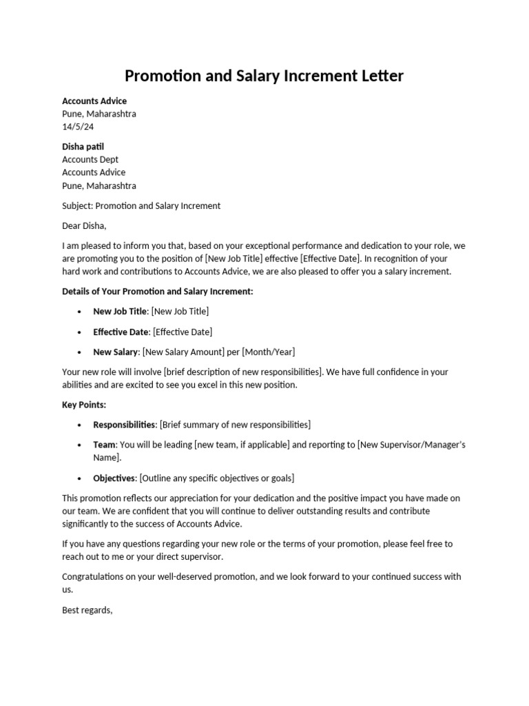 Promotion and Salary Increment Letter | PDF
