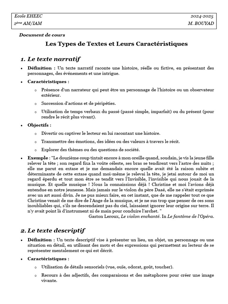 Types de Textes et Caractéristiques | PDF | Poésie