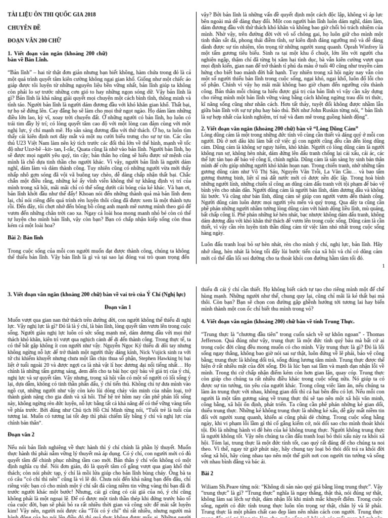 70 Doan Van Nghi Luan Xa Hoi 200 Chu | PDF