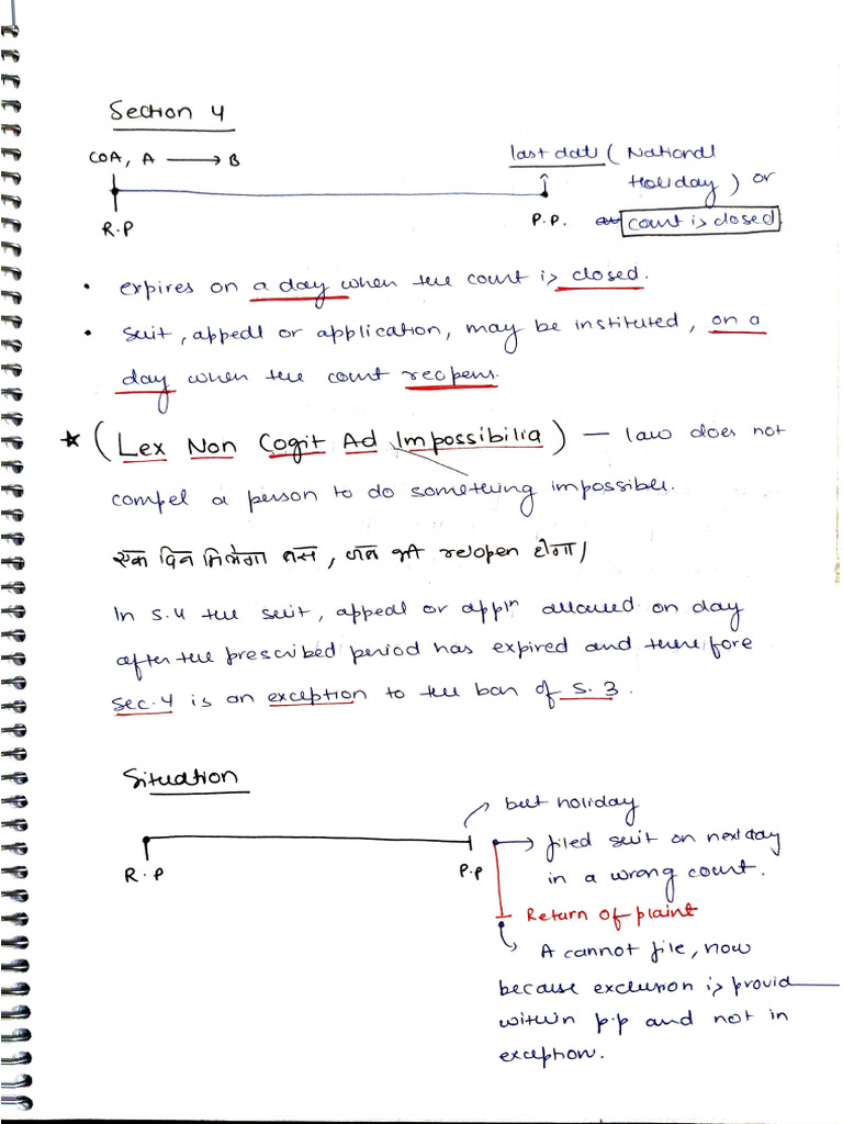 Limitation Act Lecture 5 Section 4 Handwritten Notes | PDF