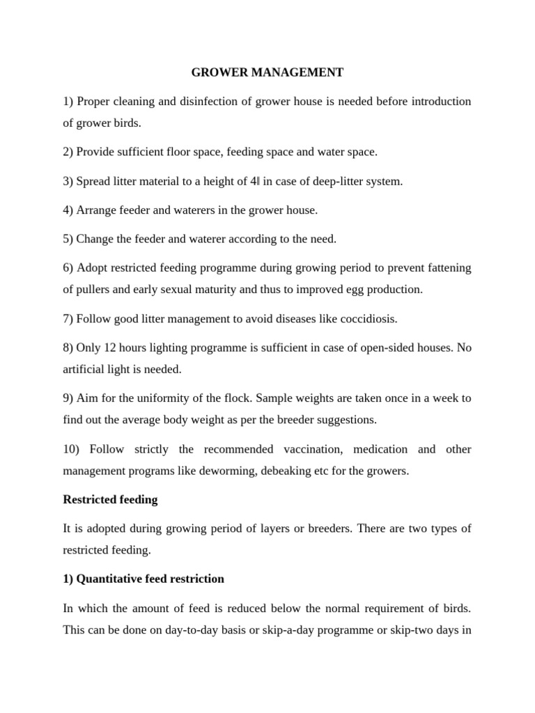 Grower and Layers Management | PDF | Chicken | Birds