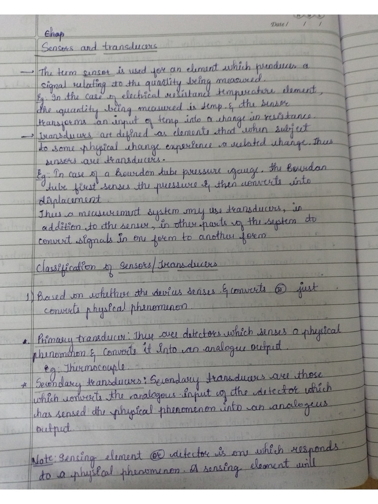 Written Notes Sensors and Transducers | PDF