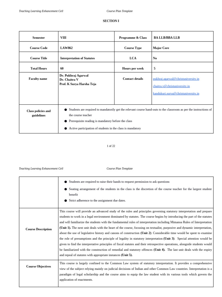 IOS - Course Plan 2024-25 | PDF | Statutory Interpretation | Grammar