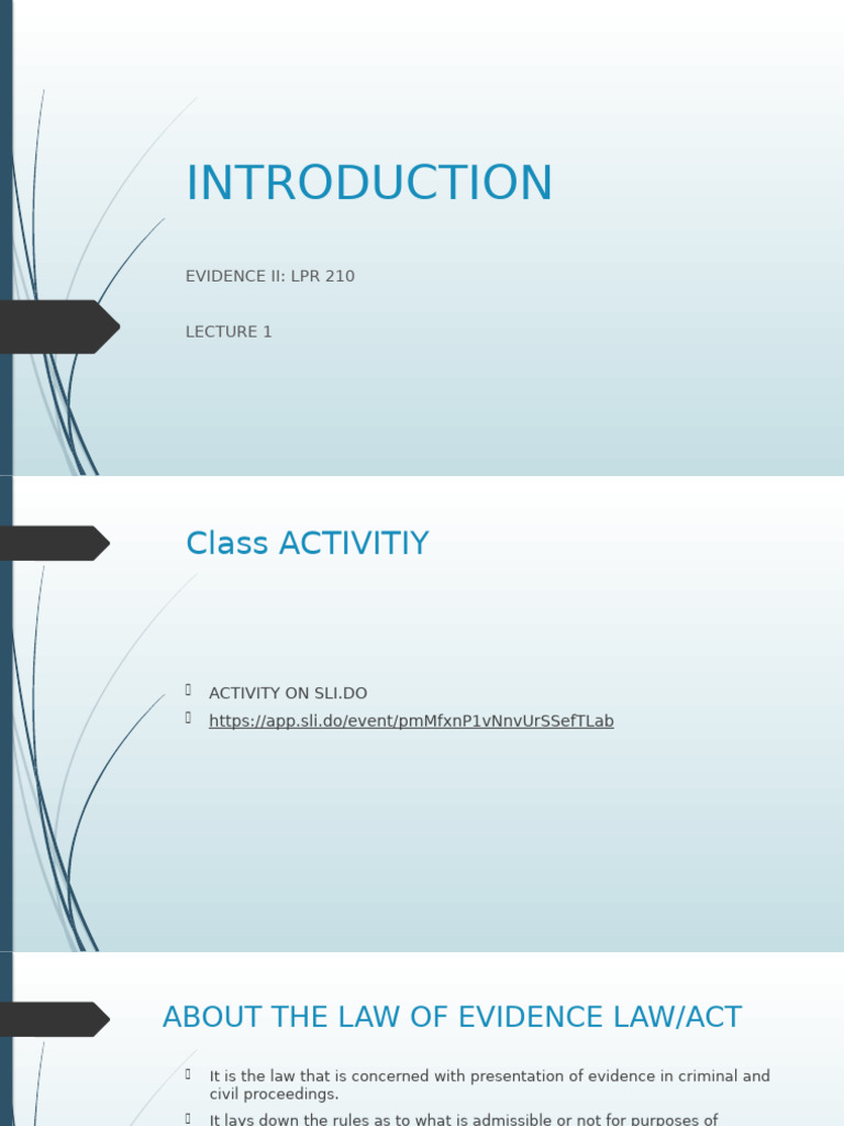 INTRODUCTION | PDF | Evidence (Law) | Evidence