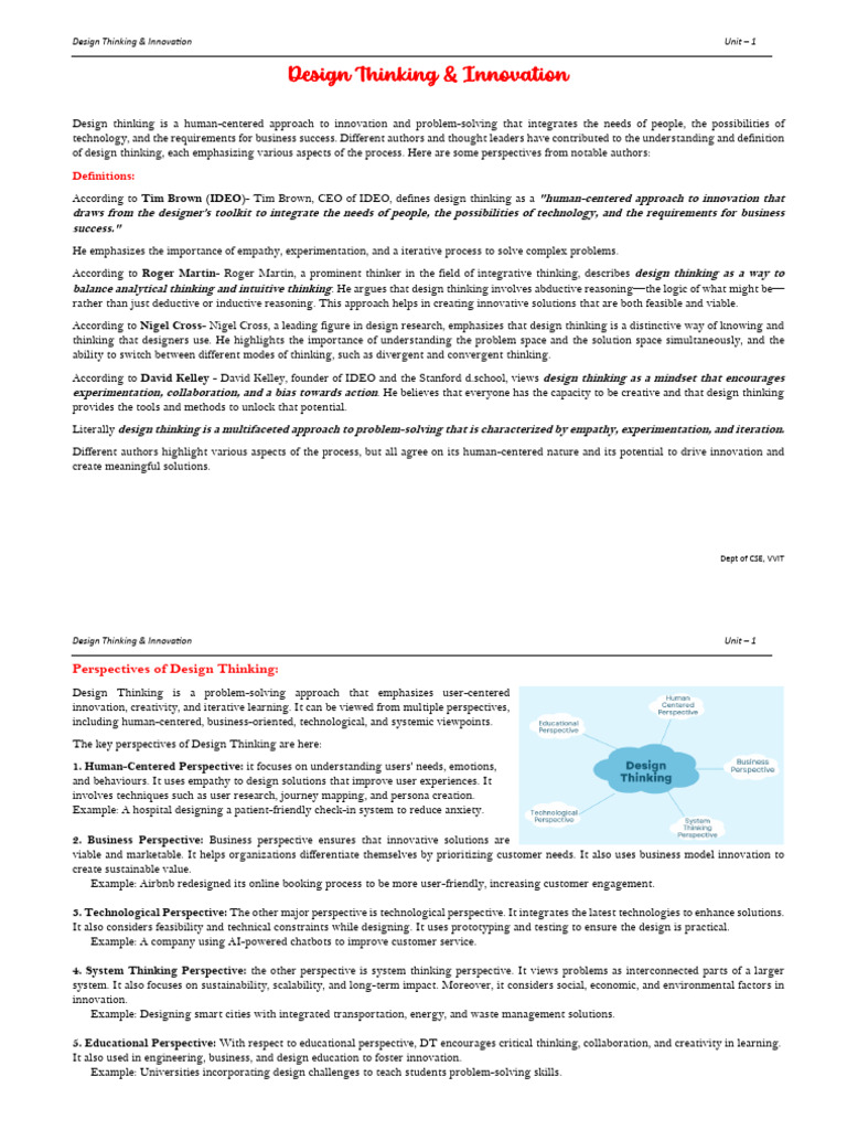 Design Thinking - Unit 1 | PDF | Design Thinking | Innovation