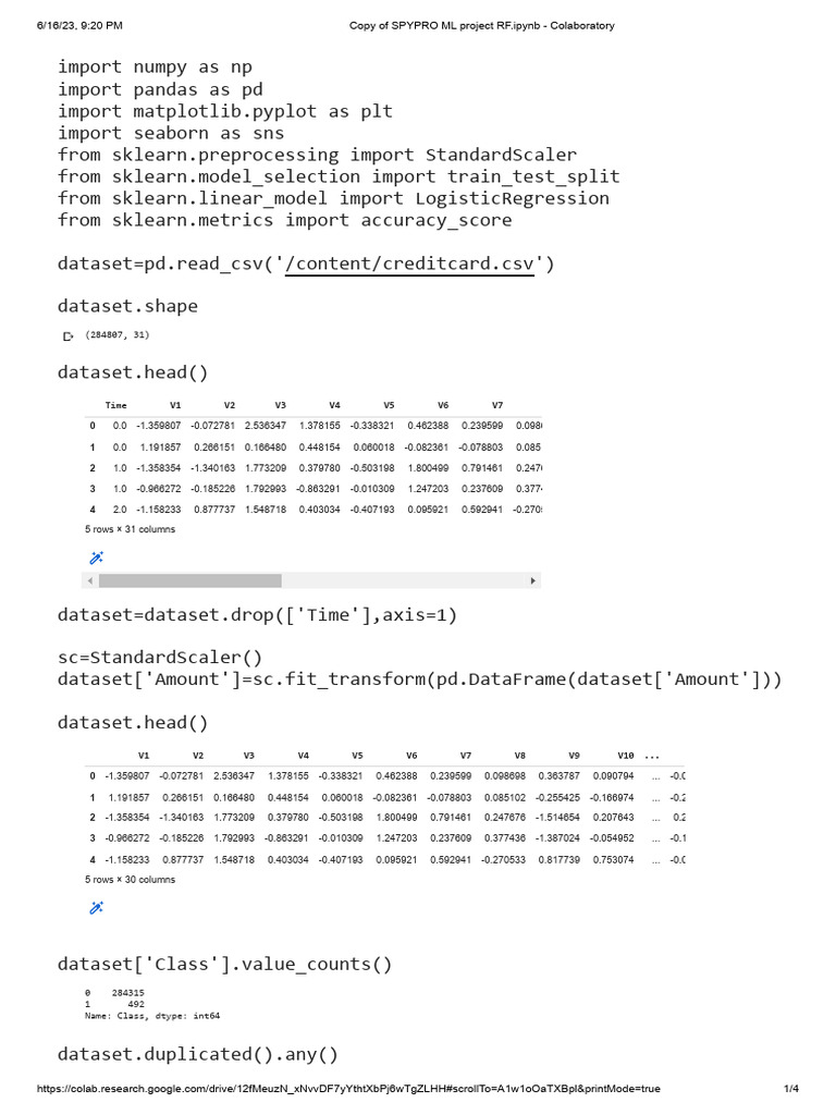 Copy of SPYPRO ML Project RF.ipynb - Colaboratory | PDF | Visual Cortex