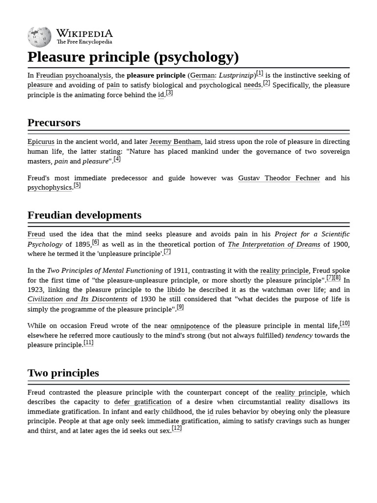 Freud's Pleasure Principle Explained | PDF | Psychoanalytic Schools ...